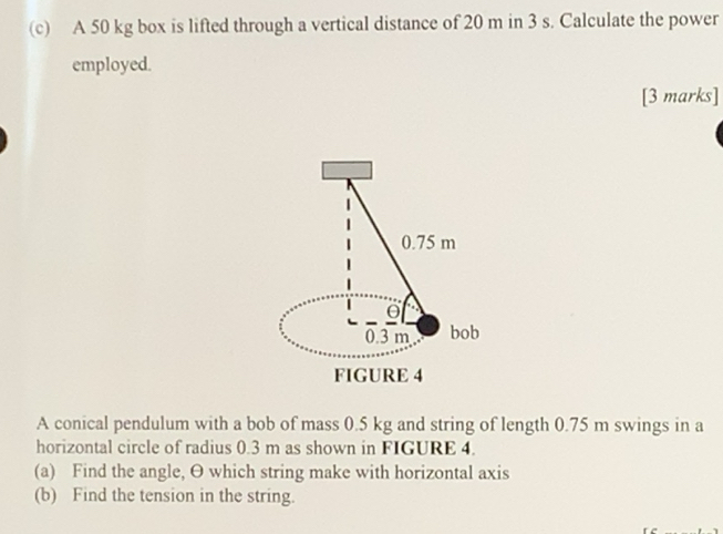 Selesai:A 50 kg box is lifted through a vertical distance of 20 m in 3 ...