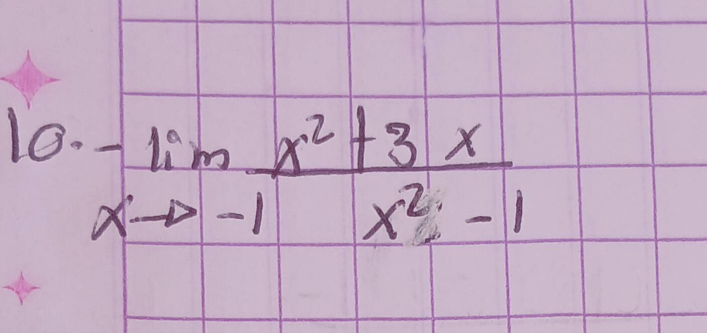 Resuelto:-limlimits _xto -1 (x^2+3x)/x^2-1