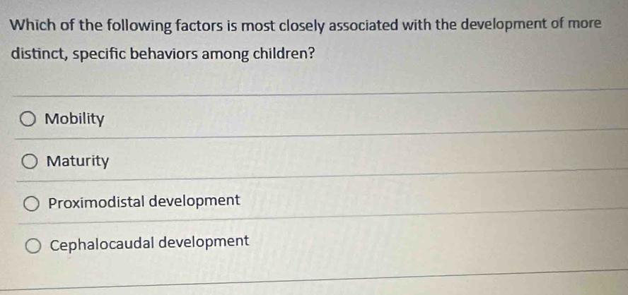 Solved: Which of the following factors is most closely associated with ...