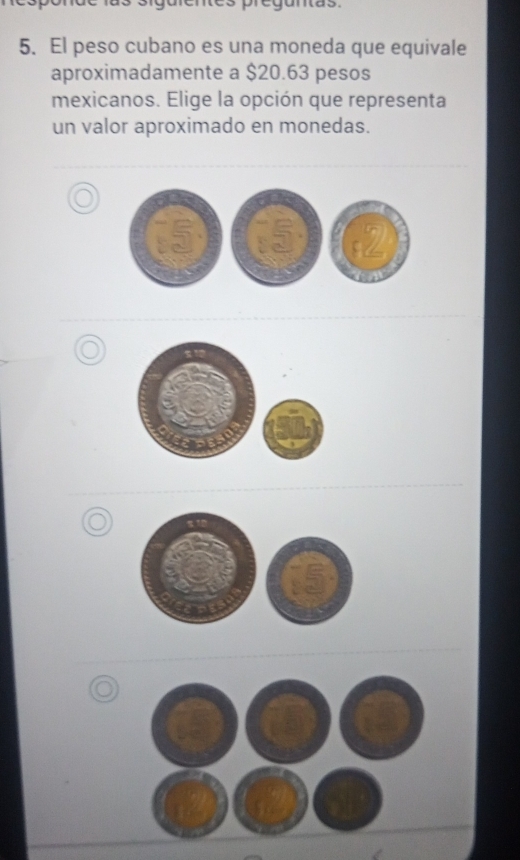 Solved: preguntas 5. El peso cubano es una moneda que equivale ...