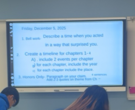 Solved: Friday, December 5, 2025 1. Bell work- Describe a time when you ...