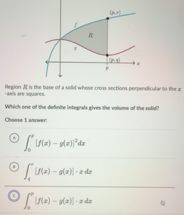 Solved: Region R is the base of a solid whose cross sections ...