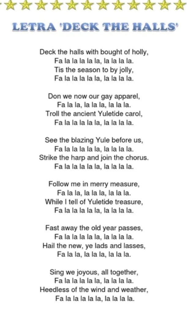Resuelto:LETRA 'DECK THE HALLS' Deck the halls with bought of holly, Fa ...