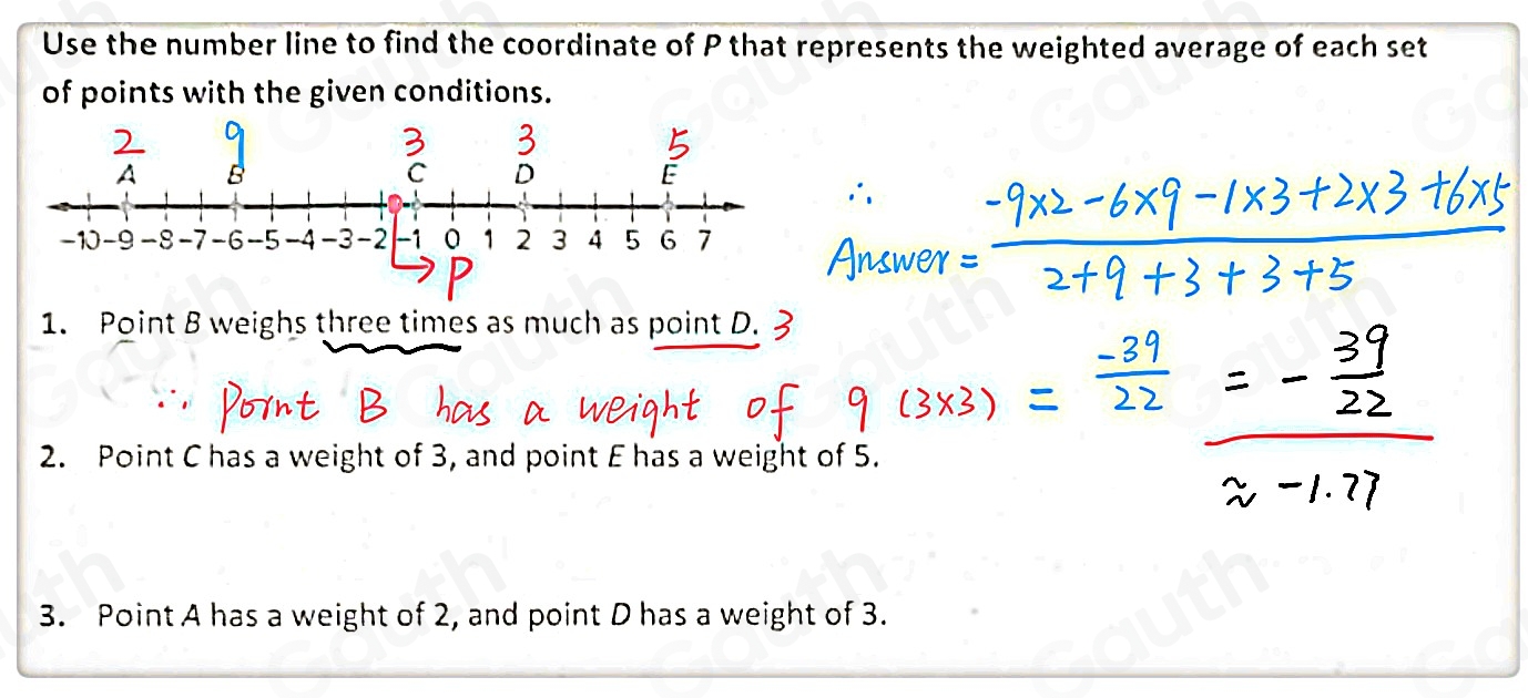 Solved: Use the number line to find the coordinate of P that represents ...