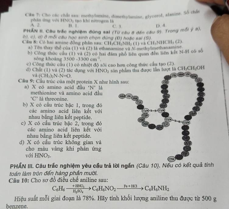 Giải quyết:Cho các chất sau: methylamine, dimethylamine, glycerol ...