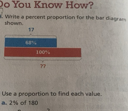 Solved: Do You Know How? . Write a percent proportion for the bar ...