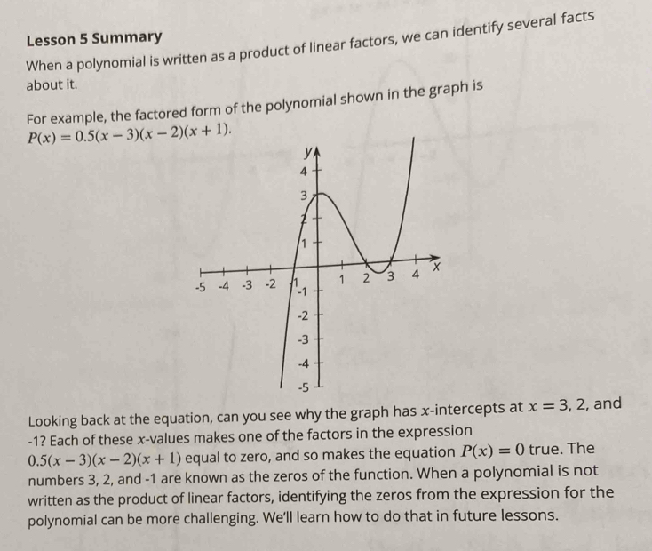 Solved: Lesson 5 Summary When a polynomial is written as a product of ...
