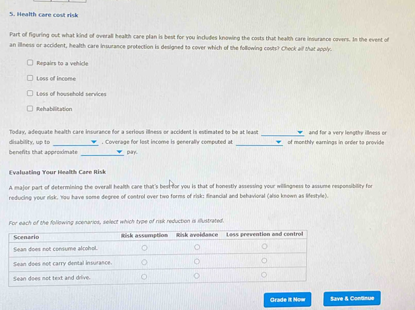Solved: Health care cost risk Part of figuring out what kind of overall ...