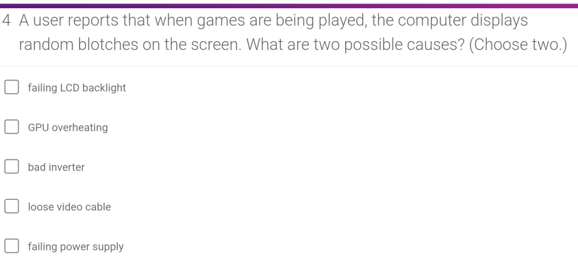 Solved: A user reports that when games are being played, the computer ...