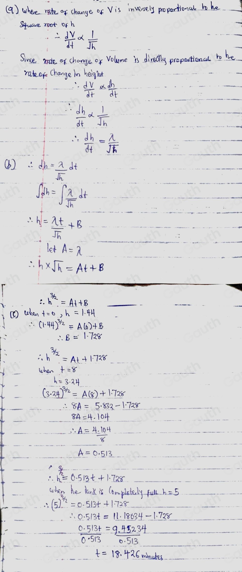 Solved: A tank in the shape of a cuboid is being filled with water. The ...