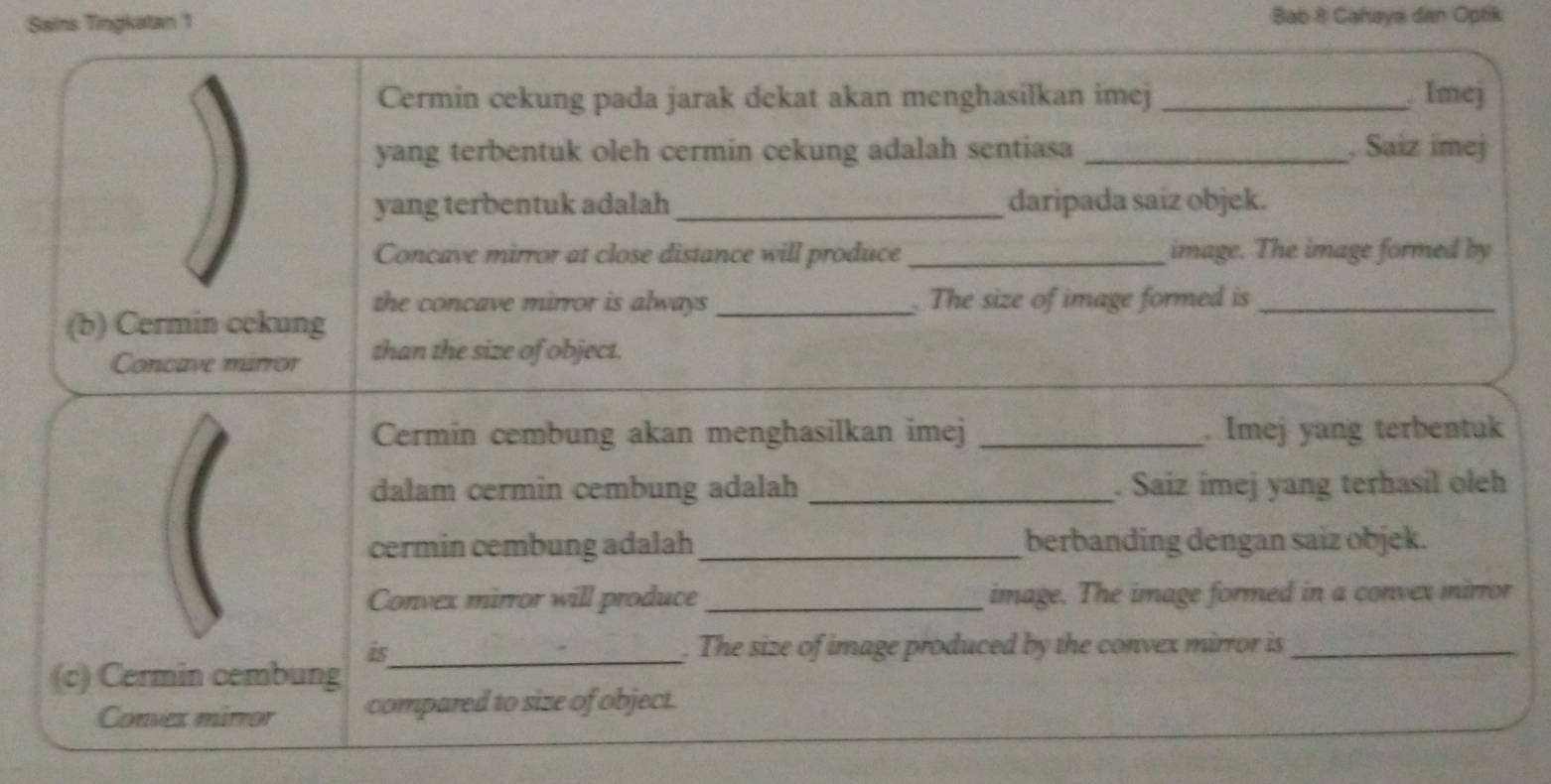 Selesai:Sains Tingkatan 1 Bab 8 Cahaya dan Optik Cermin cekung pada ...