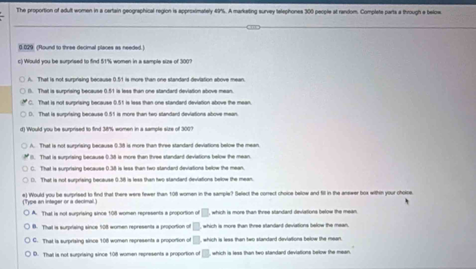 Solved: The proportion of adult women in a certain geographical region ...