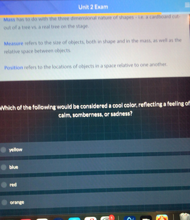Solved: Exam Mass has to do with the three dimensional nature of shapes ...