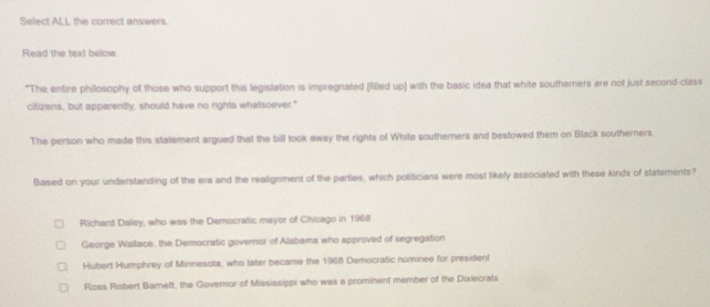 Solved: Select ALL the correct answers. Read the text below "The entire ...