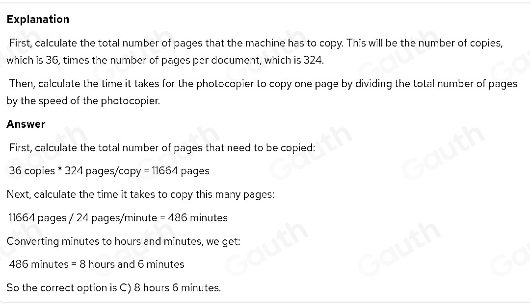 Solved: A photocopy machine can copy 24 pages per minute. How long will ...