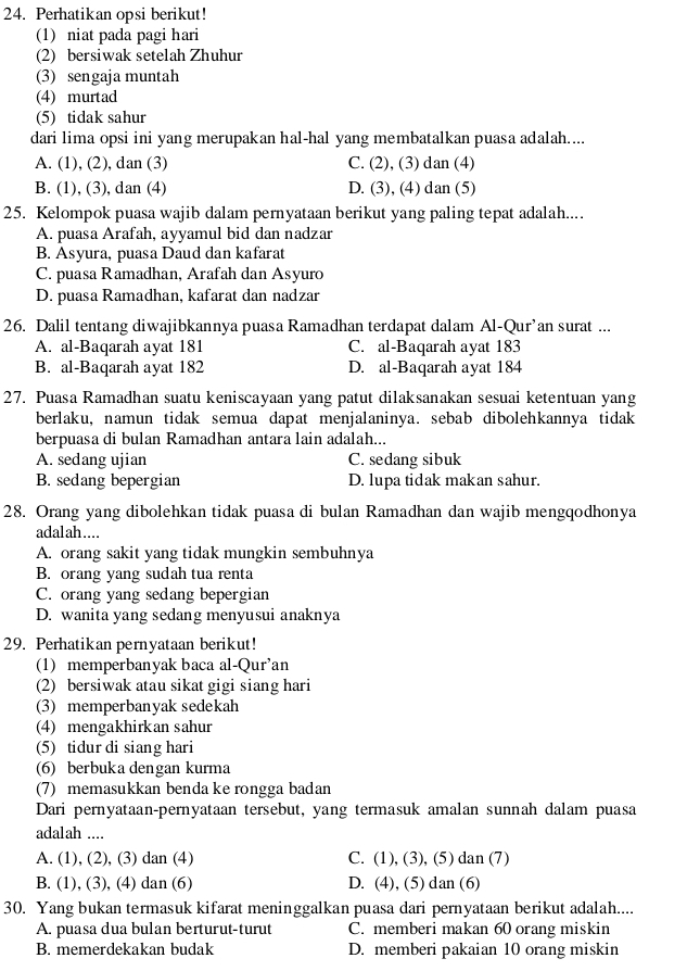 Telah dijawab:Perhatikan opsi berikut! (1) niat pada pagi hari (2 ...