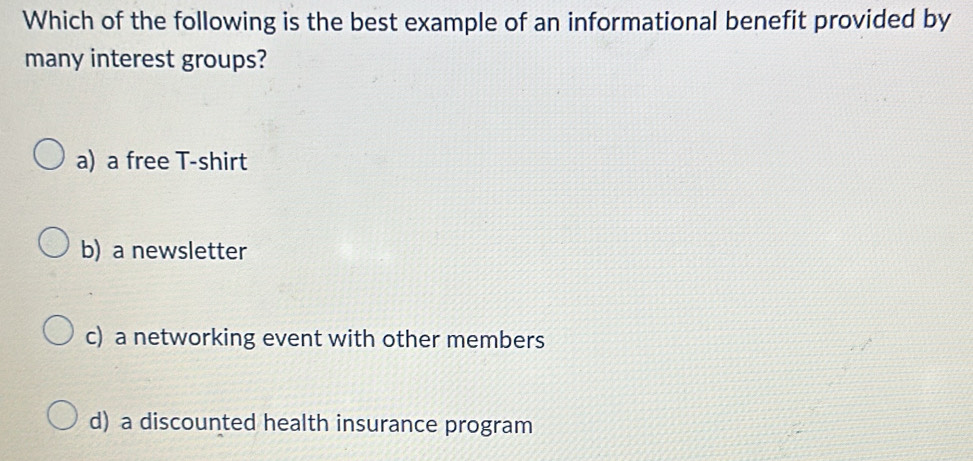 Solved: Which of the following is the best example of an informational ...