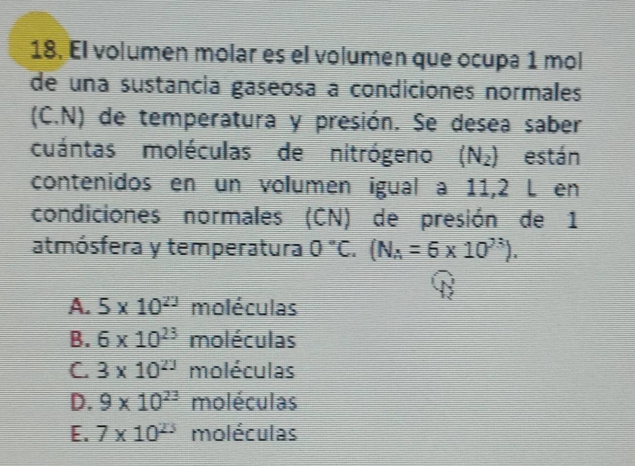 Resuelto:El volumen molar es el volumen que ocupa 1 mol de una ...