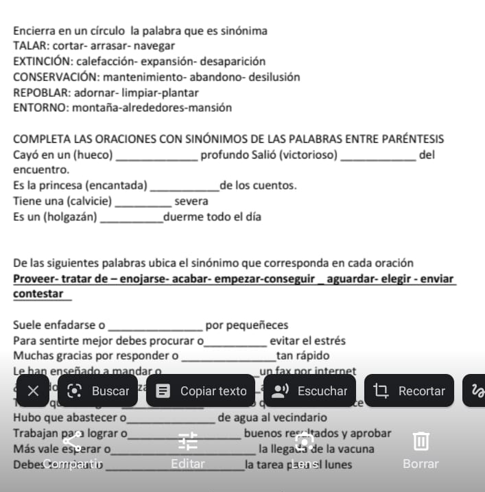 Resuelto:Encierra en un círculo la palabra que es sinónima TALAR ...