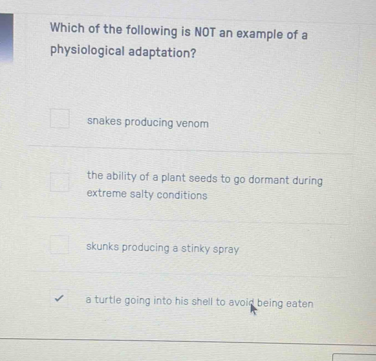 Solved: Which of the following is NOT an example of a physiological ...