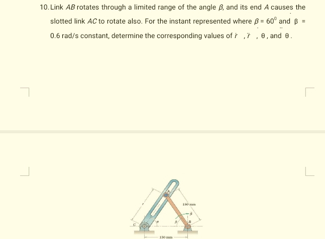 Solved: Link AB rotates through a limited range of the angle β and its ...