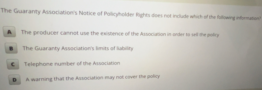 Solved: The Guaranty Association’s Notice of Policyholder Rights does ...