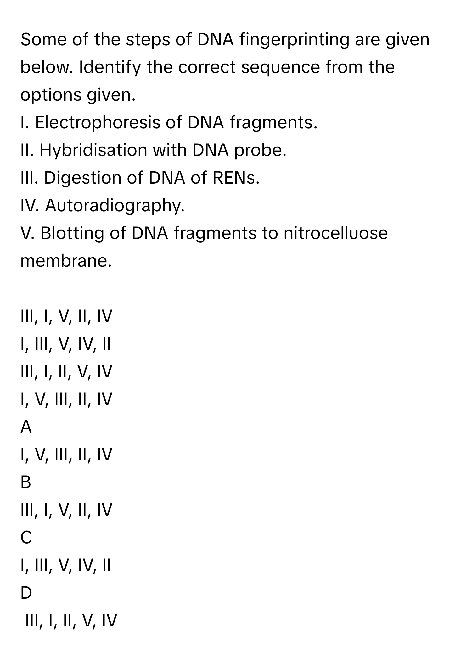 Solved: Some of the steps of DNA fingerprinting are given below ...