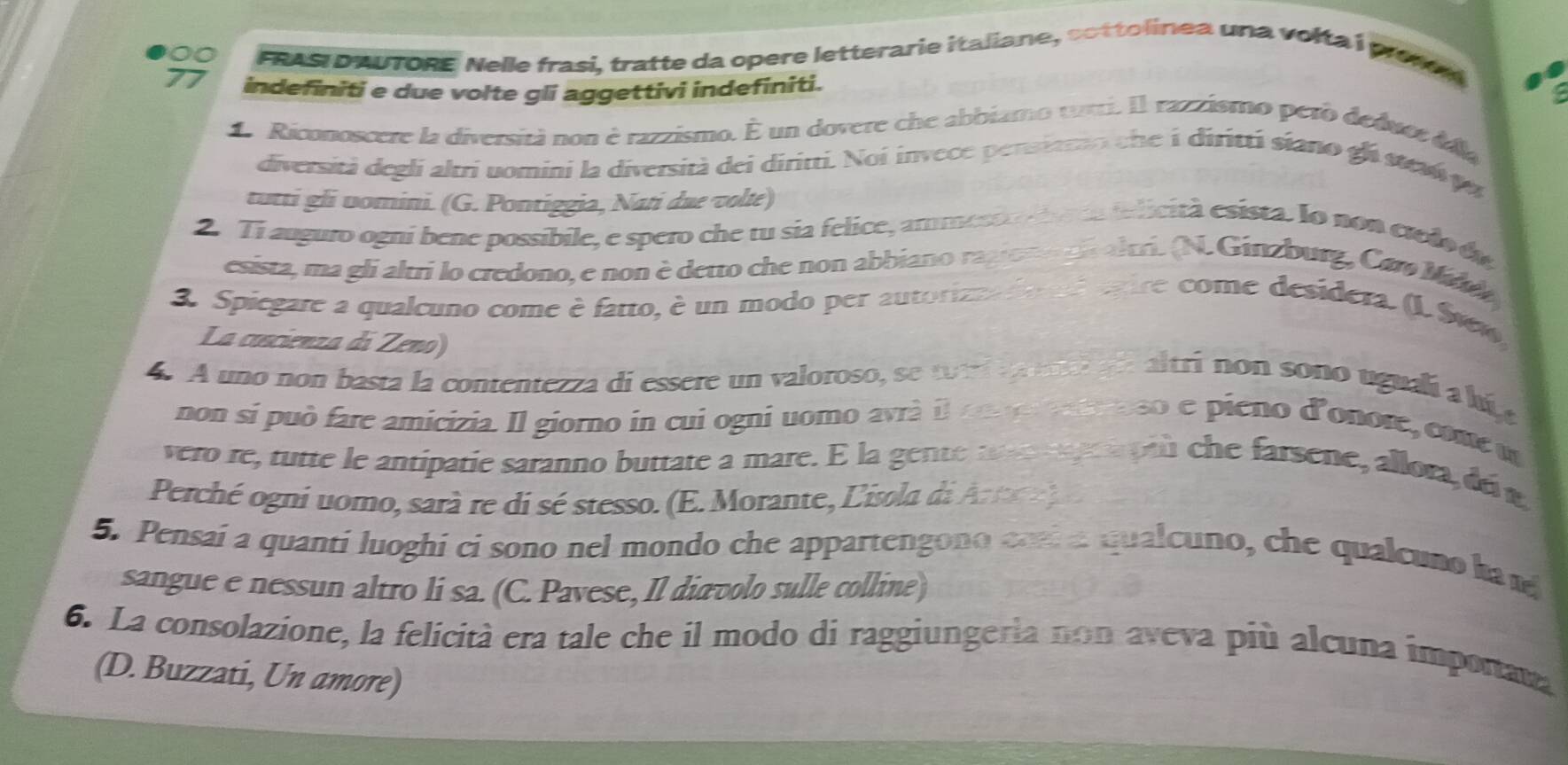 Risolto:FRASI DAUTORE Nelle frasi, tratte da opere letterarie italiane ...
