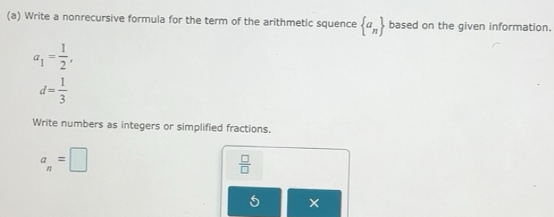 Solved: Write a nonrecursive formula for the term of the arithmetic ...