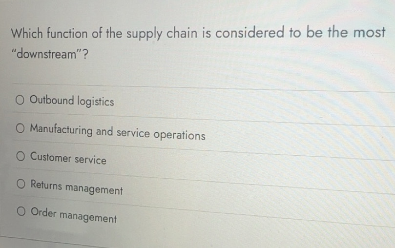 Solved: Which function of the supply chain is considered to be the most ...