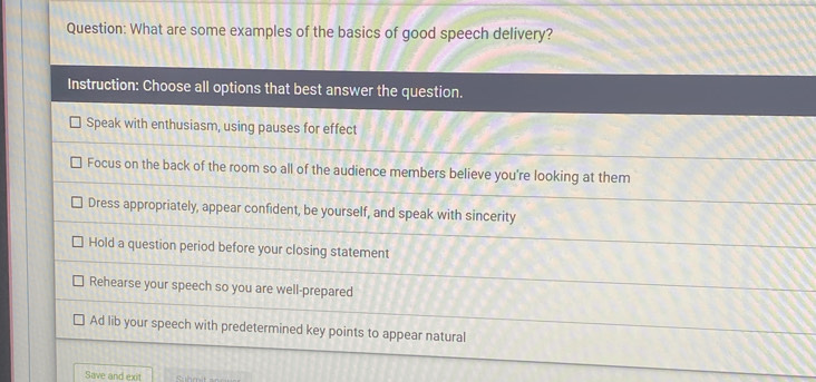 Solved: What are some examples of the basics of good speech delivery ...