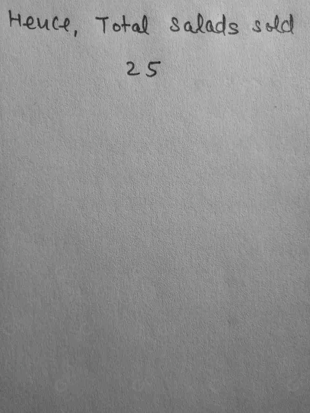 Solved: A restaurant wants to study how well its salads sell. The ...