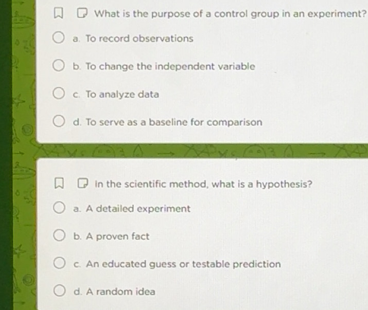 Solved: What is the purpose of a control group in an experiment? a. To ...