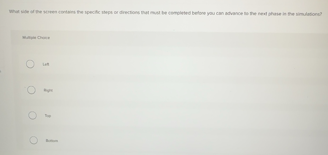 Solved: What side of the screen contains the specific steps or ...