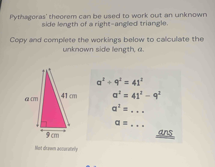 Solved: Pythagoras' theorem can be used to work out an unknown side ...