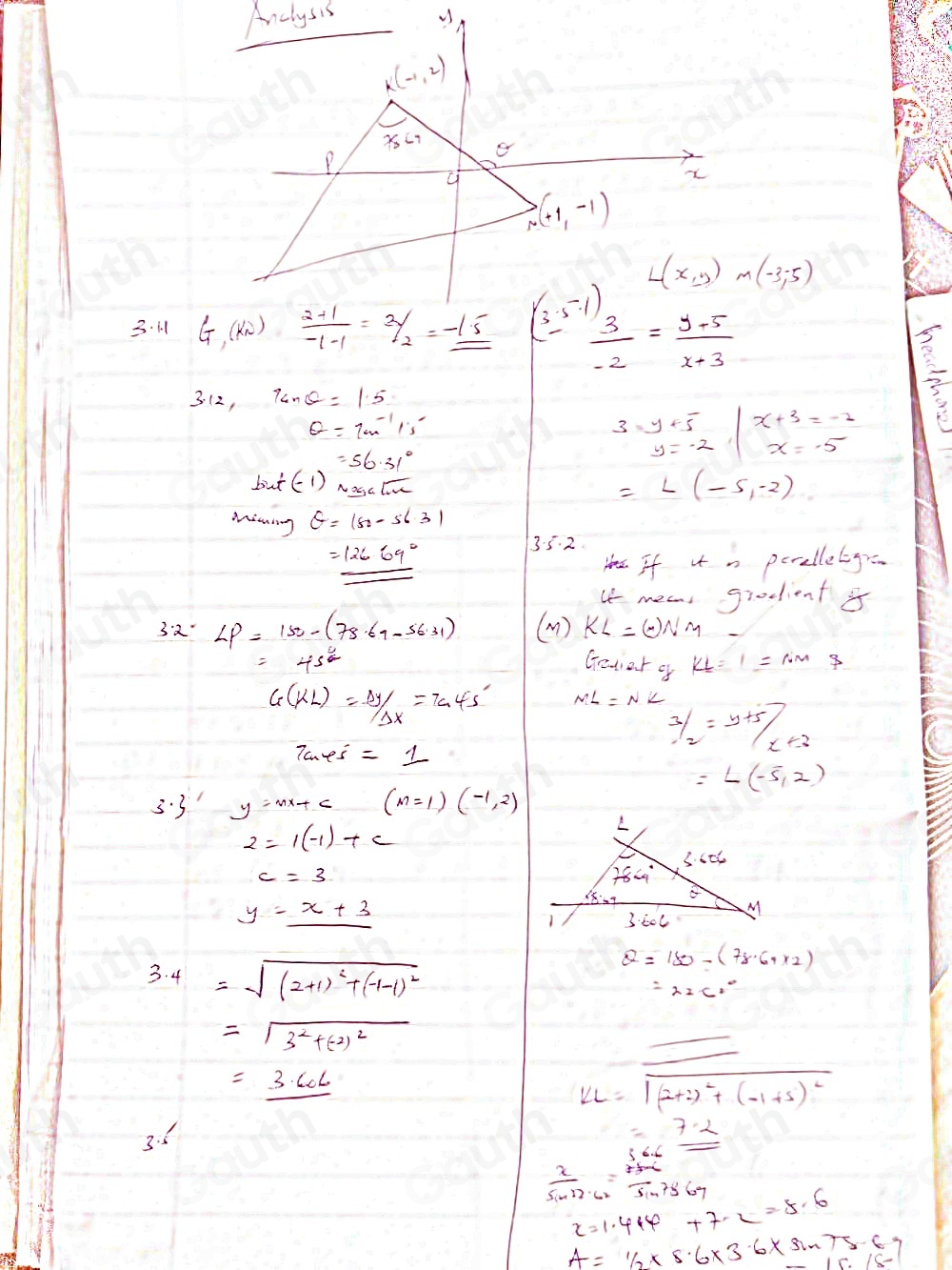 Solved: In the diagram, K(-1:2) , L and N(1;-1) are vertices of KLN ...