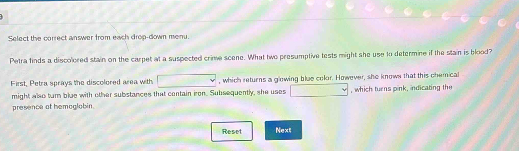 Solved: Select the correct answer from each drop-down menu. Petra finds ...