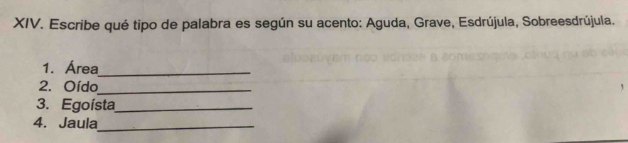 Resuelto:Escribe qué tipo de palabra es según su acento: Aguda, Grave ...