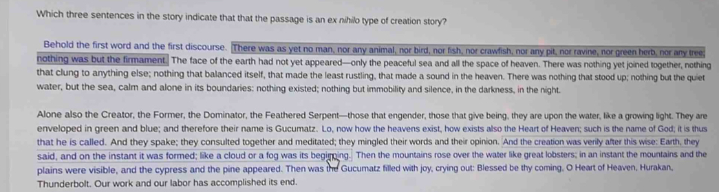 Solved: Which three sentences in the story indicate that that the ...