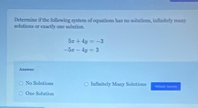 Solved: Determine if the following system of equations has no solutions ...