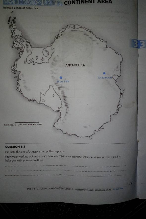 Solved: MATHEMATICS UNIT 5: CONTINENT AREA Below is a map of Antarctica ...