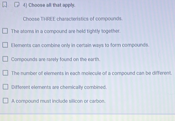 Solved: Choose all that apply. Choose THREE characteristics of ...