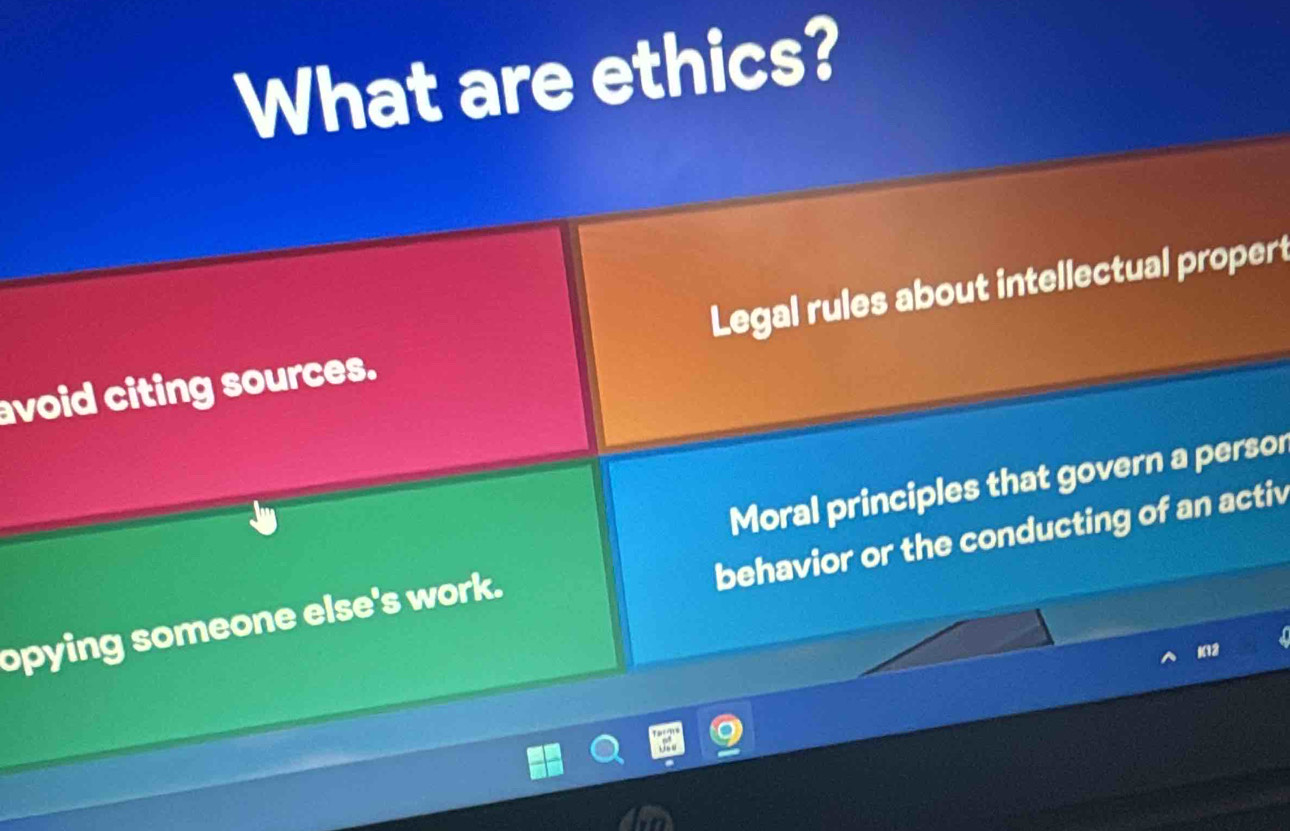 Solved: What are ethics? Legal rules about intellectual propert avoid ...