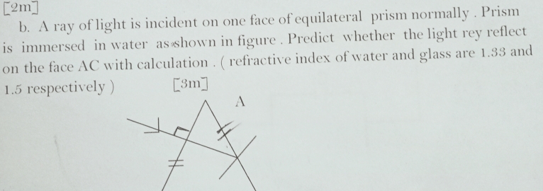 Solved: [2m] b. A ray of light is incident on one face of equilateral ...