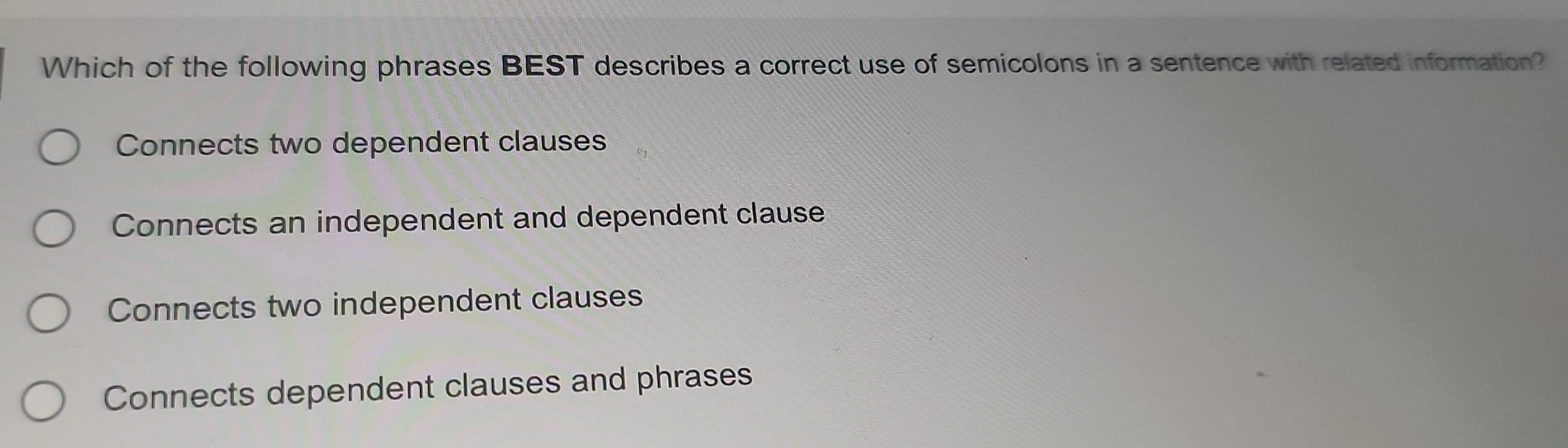 Solved: Which of the following phrases BEST describes a correct use of ...