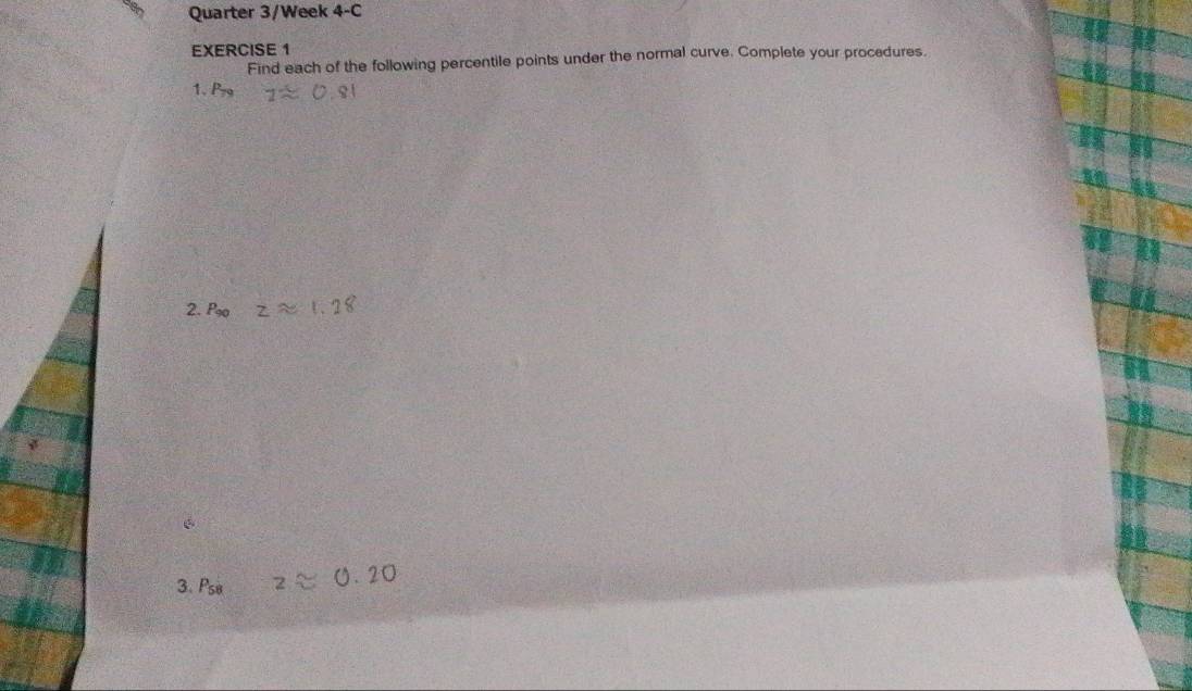 Solved: Quarter 3/Week 4-C EXERCISE 1 Find each of the following ...