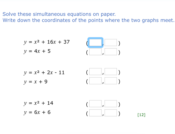 Solved: Solve these simultaneous equations on paper. Write down the ...