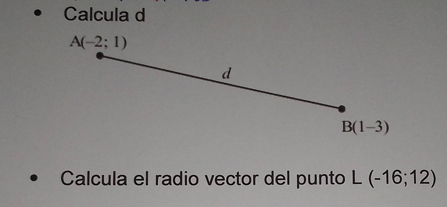 Resuelto:Calcula d Calcula el radio vector del punto L(-16;12)