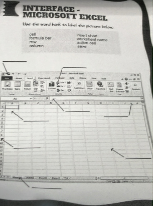 Solved: INTERFACE - MICROSOFT EXCEL Use the word bank to label the ...