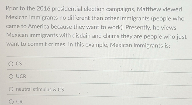Solved: Prior to the 2016 presidential election campaigns, Matthew ...